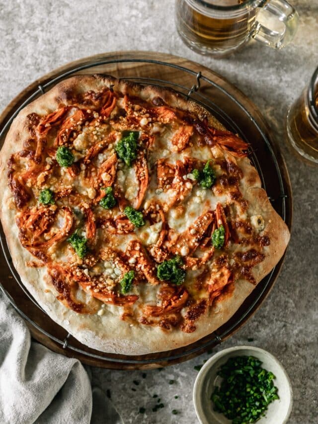 Buffalo Chicken Pizza with Chive Pesto • Sunday Table
