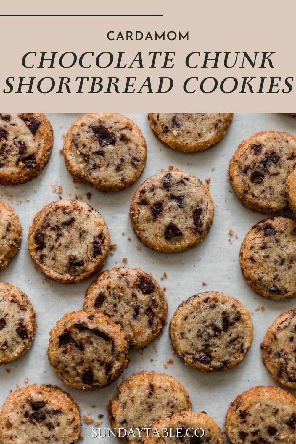 Cardamom Chocolate Chunk Shortbread Cookies • Sunday Table