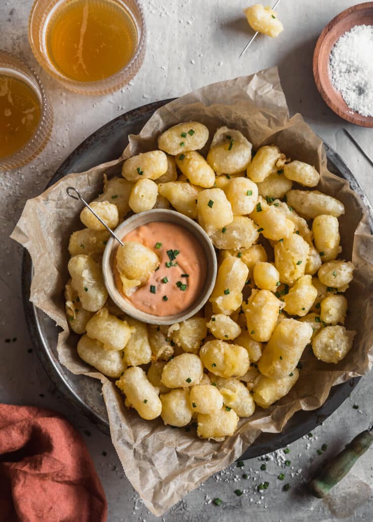 Tempura Fried Cheese Curds with Sriracha Mayo • Sunday Table
