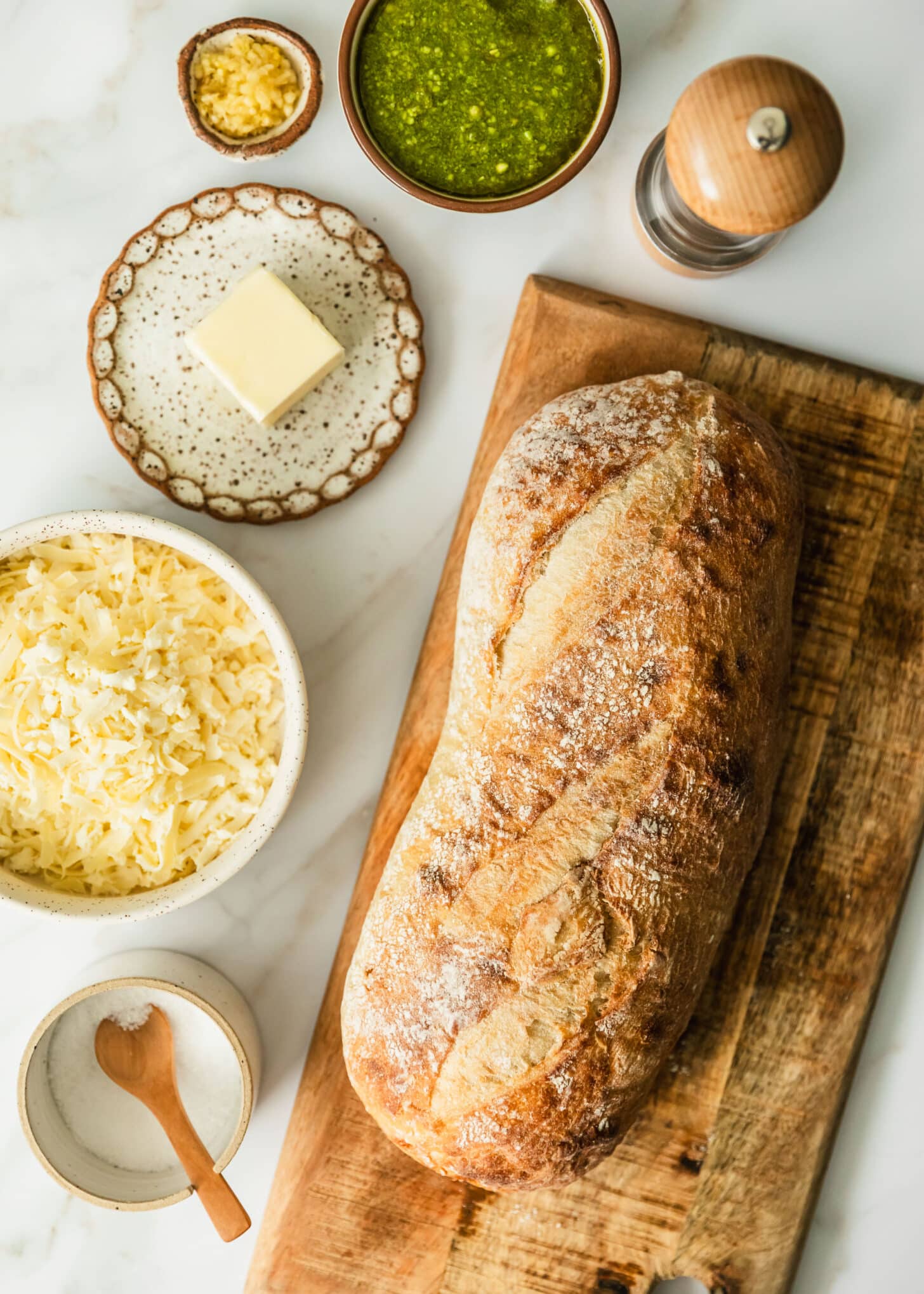 Cheesy Pesto Stuffed Garlic Bread • Sunday Table