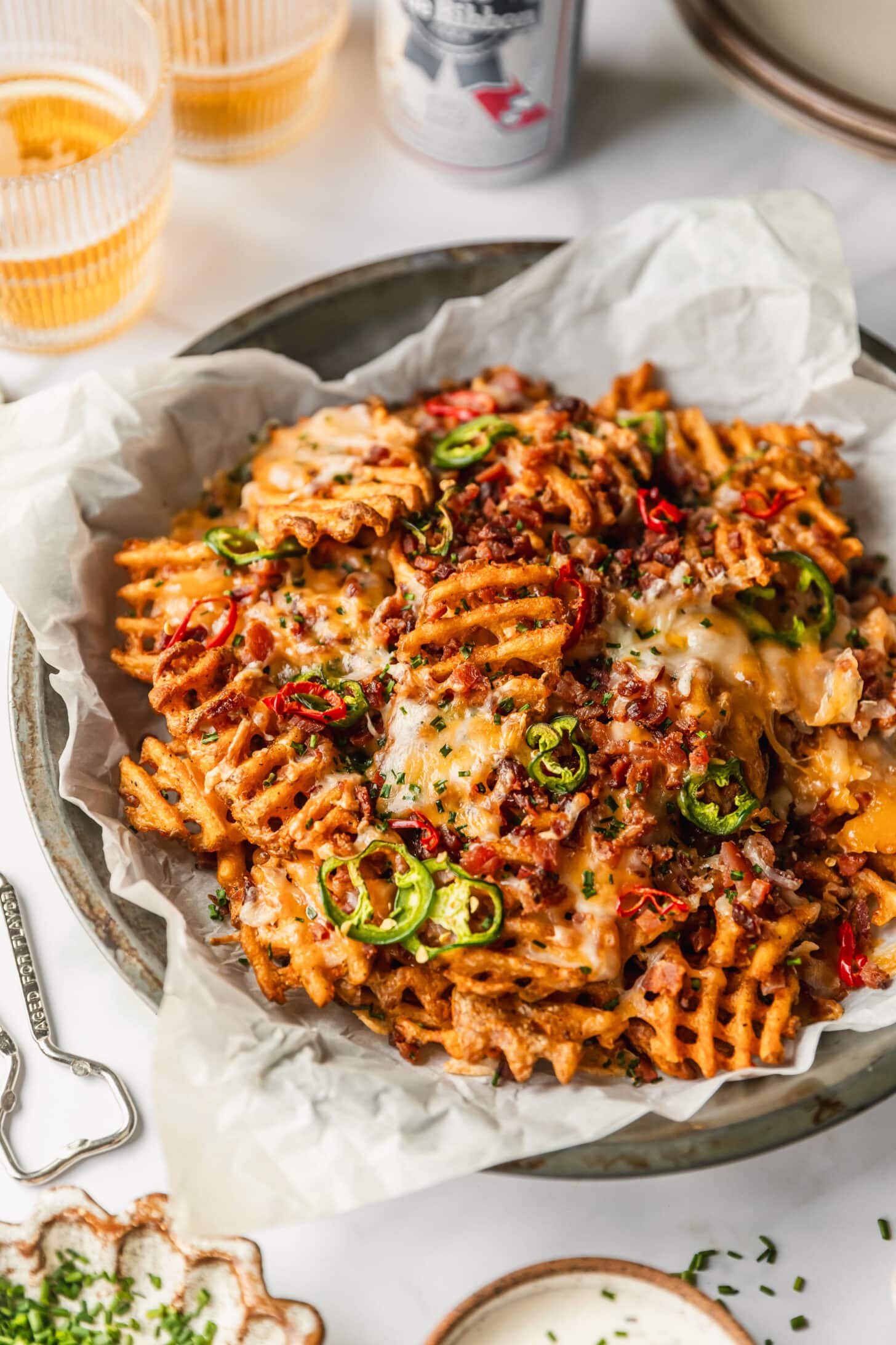 Cheesy Loaded Waffle Fries with Bacon • Sunday Table