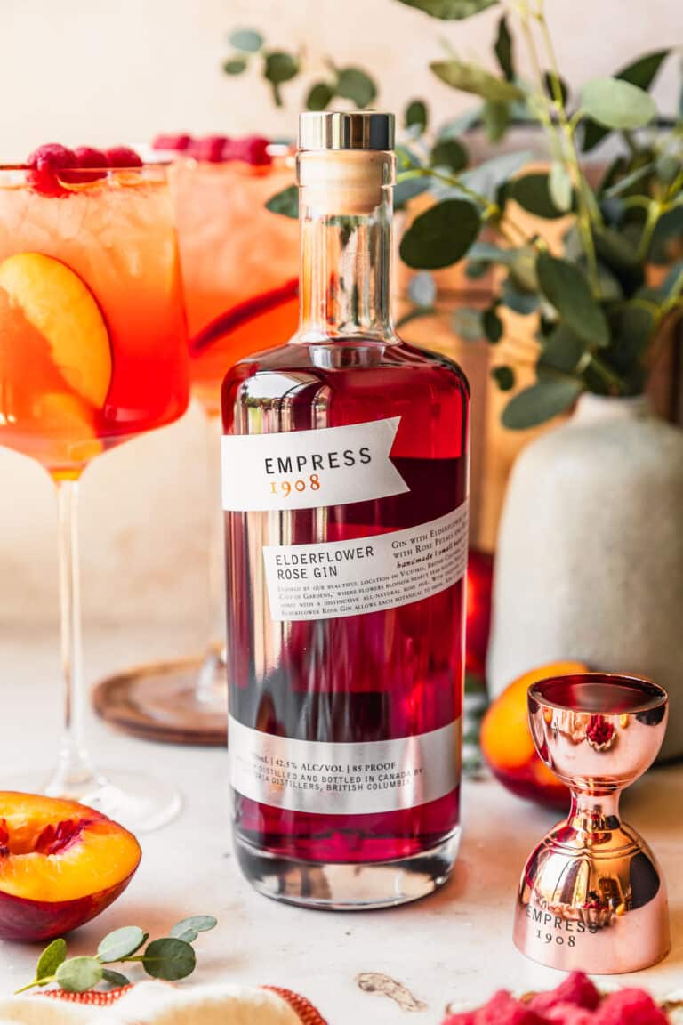 Peachy Pink Gin Spritz with Raspberries • Sunday Table