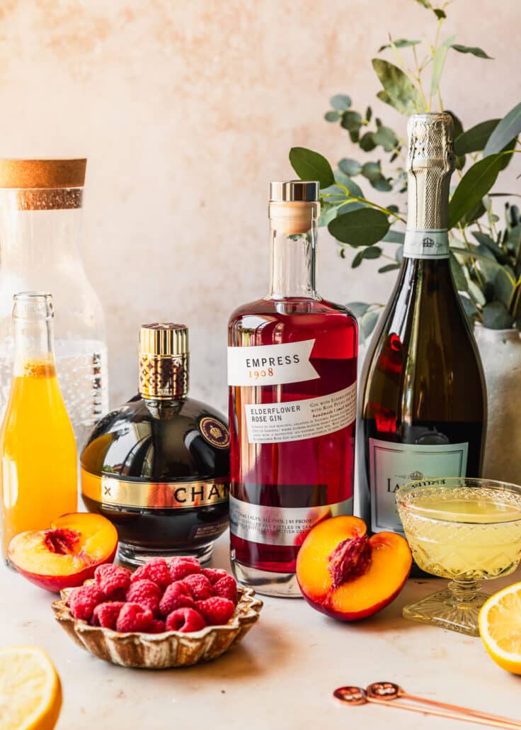 Peachy Pink Gin Spritz with Raspberries • Sunday Table