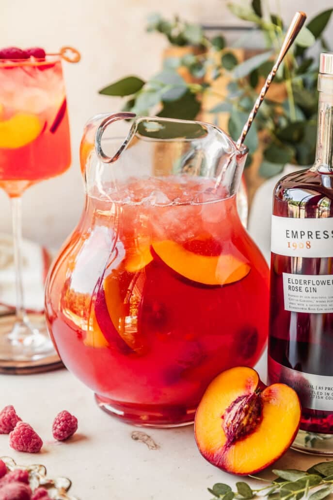 Peachy Pink Gin Spritz with Raspberries • Sunday Table