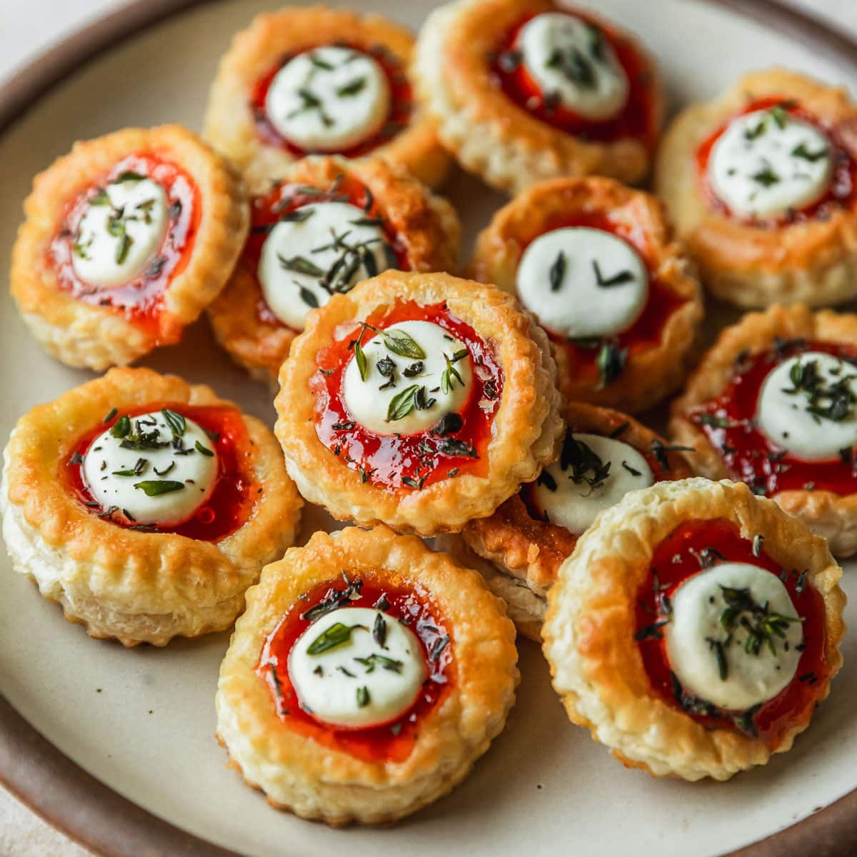 Pepper Jelly & Goat Cheese Puff Pastry Tartlets • Sunday Table
