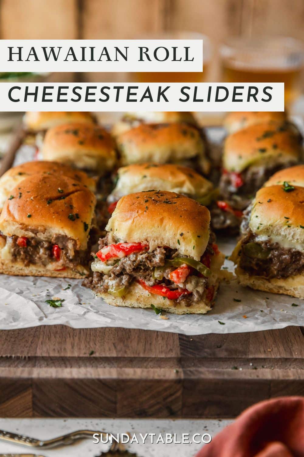 Melty Philly Cheesesteak Sliders on Hawaiian Rolls • Sunday Table