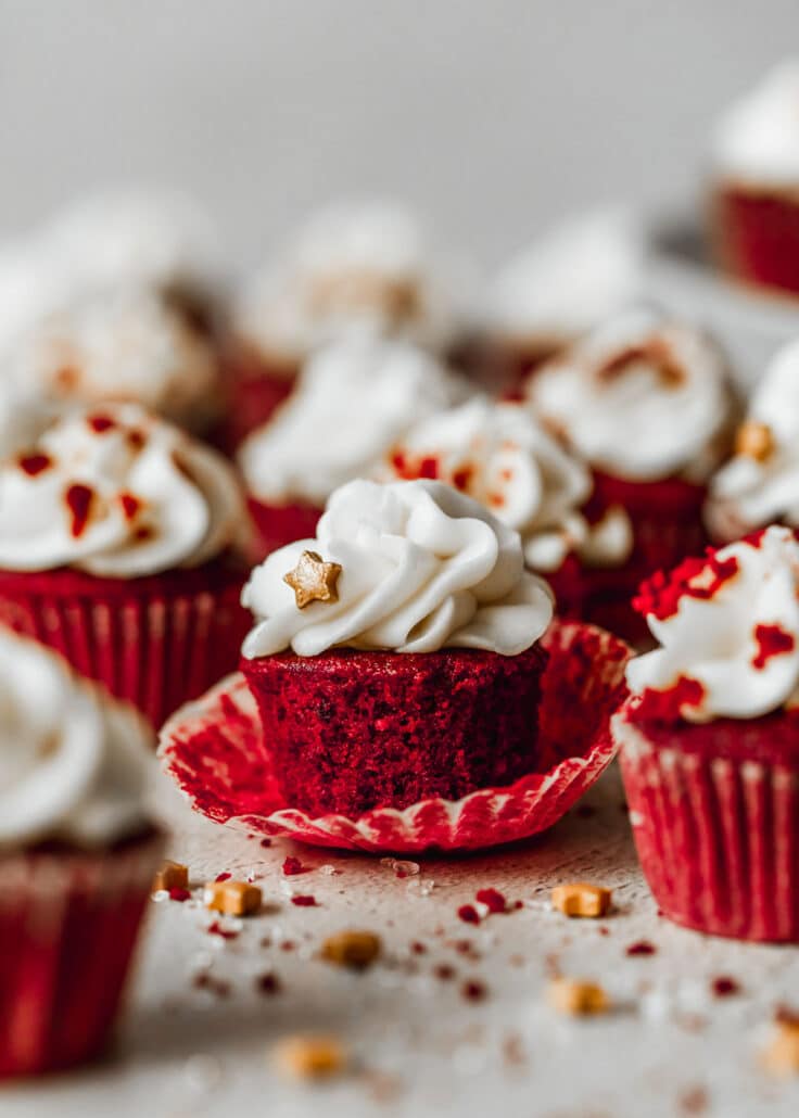 Mini Red Velvet Cupcakes with Cream Cheese Frosting • Sunday Table