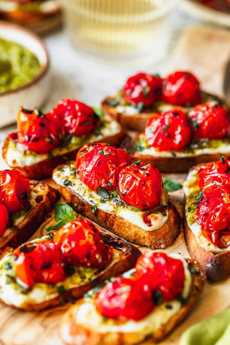 Baked Caprese Crostini with Pesto • Sunday Table